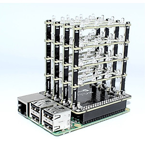 sb PiCube 4x4x4 LED Cube for Raspberry Pi 3,2, Zero and A+ Assembled (RED)