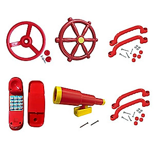 MERIGLARE Playground Equipment Outdoor Playset Steering Wheel Easy to Install Toy Phone Pirate Ship Parts Swingset Attachments for Backyard Kids Gifts