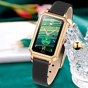 Smart Watch for Women, Waterproof Ladies Fitness Traker Blood Pressure Heart Rate Blood Oxygen Sleep Monitor Message Notification Sport Pedometer, Girls Bracelet Smartwatch for iOS Android (Black)