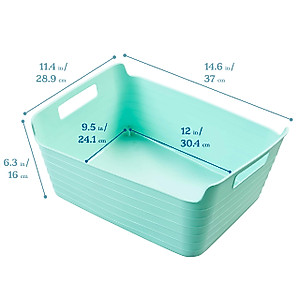 ECR4Kids Bendi-Bins with Handles, Flexible Plastic Storage Baskets for Multipurpose Use, Stackable Storage Organizer, 14.6in x 11.4in, 6-Piece - Pastel