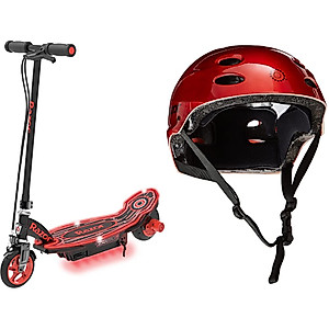 Razor Power Core E90 Electric Scooter + Razor V-17 Youth Multi-Sport Helmet