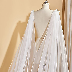 EllieWely 1 T Cathedral Length Floral Lace Wedding Bridal Veil Cape F03 Ivory