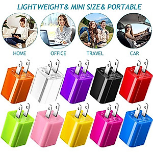 12 Pieces Dual Port USB Wall Charger USB Charger Adapter Quick Charger Cube 2.1A USB Charger Wall Plug Charging Block Replacement for Most Smartphones and Tablets (Multiple Colors)