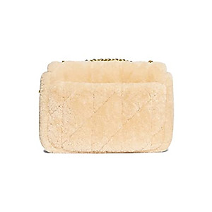 COACH Shearling Quilted Pillow Madison Shoulder Bag Natural One Size