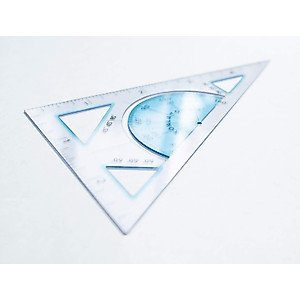 Koala Tools | Pocket Triangle Ruler | Clear, Flexible Plastic 30-60-90 Degree, 5-inch Ruler/Stencil with Built-in 180 Degree Protractor and Triangle Cut-Outs