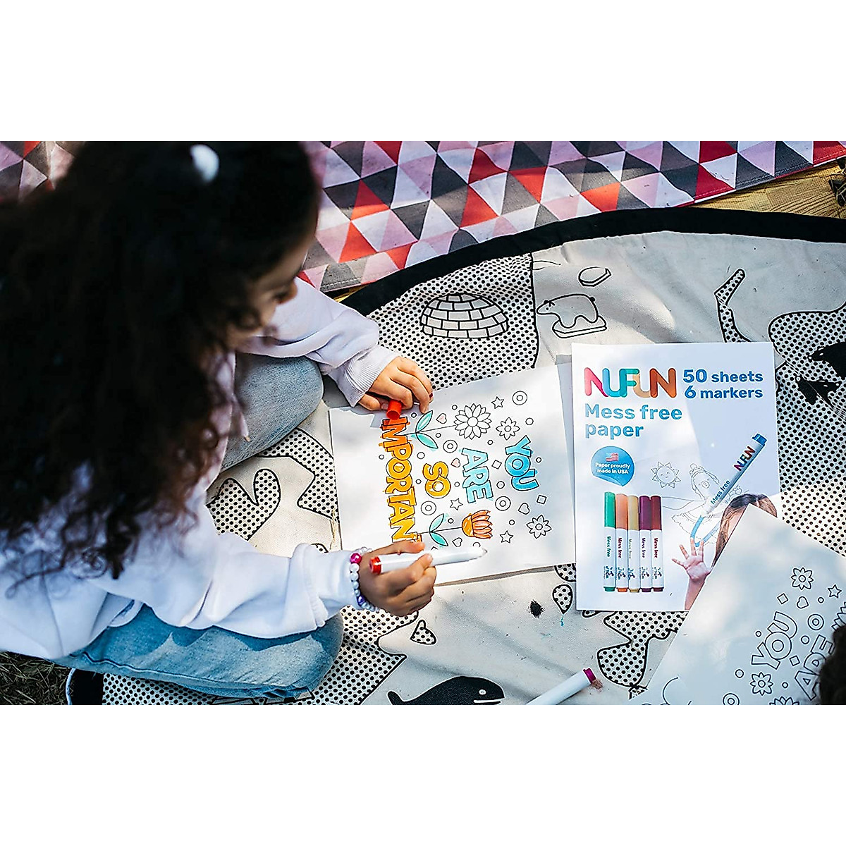 NuFun Activities Mess Free Set - Kids Create No Mess Wonders with Special Coloring Paper, Gift for Toddlers and Kids, 50 Blank Pages and 6 Markers