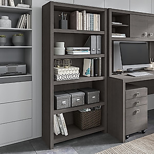 Bush Business Furniture Office by Kathy Ireland Echo 5 Shelf Bookcase in Charcoal Maple