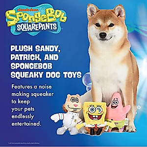 SpongeBob SquarePants for Pets Nickelodeon Spongebob, Patrick, and Sandy Figure Plush Dog Toy | 6 Inch Small Dog Toys for Spongebob Fans | Squeaky Dog Toys for All Dogs (FF16161)