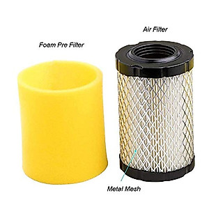 HEYZLASS 2Pack 591334 Air Filter, Compatible with Briggs Stratton 796031 594201 OEM Air Cleaner Cartridge, Lawn Mower Air Filter, Plus Foam Pre Filter