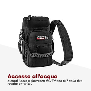 Wild Wolf Outfitters WWO Water Bottle Holder for 64oz Bottles Black - Insulated with 2 Pockets & Adjustable Strap - Carry, Protect and Insulate Your Flask - Military Grade Carrier