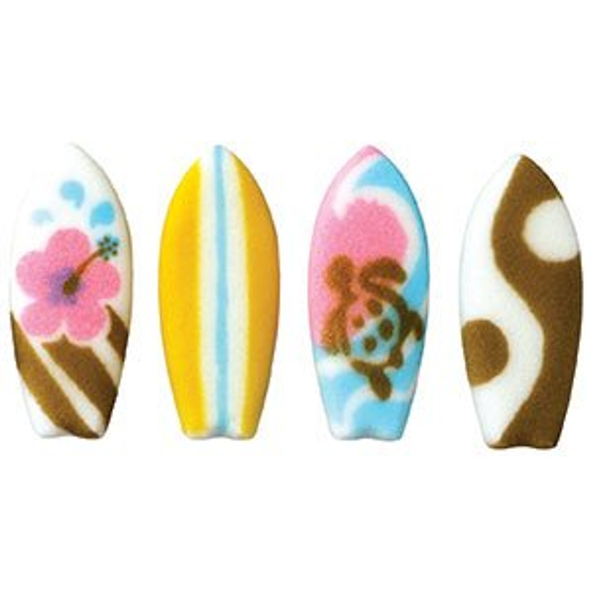 Surf Cake Topper with Sugar Surfboards, Sugar Hibiscus Flowers, Palm Trees and Surf Sign