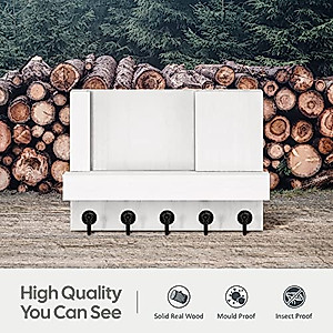 HONJIN Key Holder for Wall: Easy Installation Mail Organizer Wall Mount Hanging Key Rack for Kitchen and Entryway Decor with 5 Sturdy Key Hooks (White)