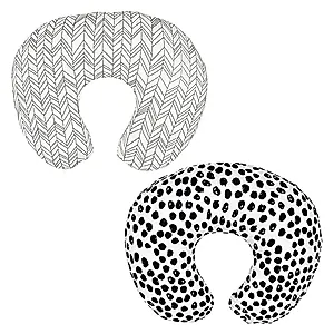 Nursing Pillow Covers for Baby Girl, 2 Pack Nursing Pillow Slipcovers for Breastfeeding Moms, Soft and Stretchy Safely Breastfeeding Pillow Cover for Infant(Black)