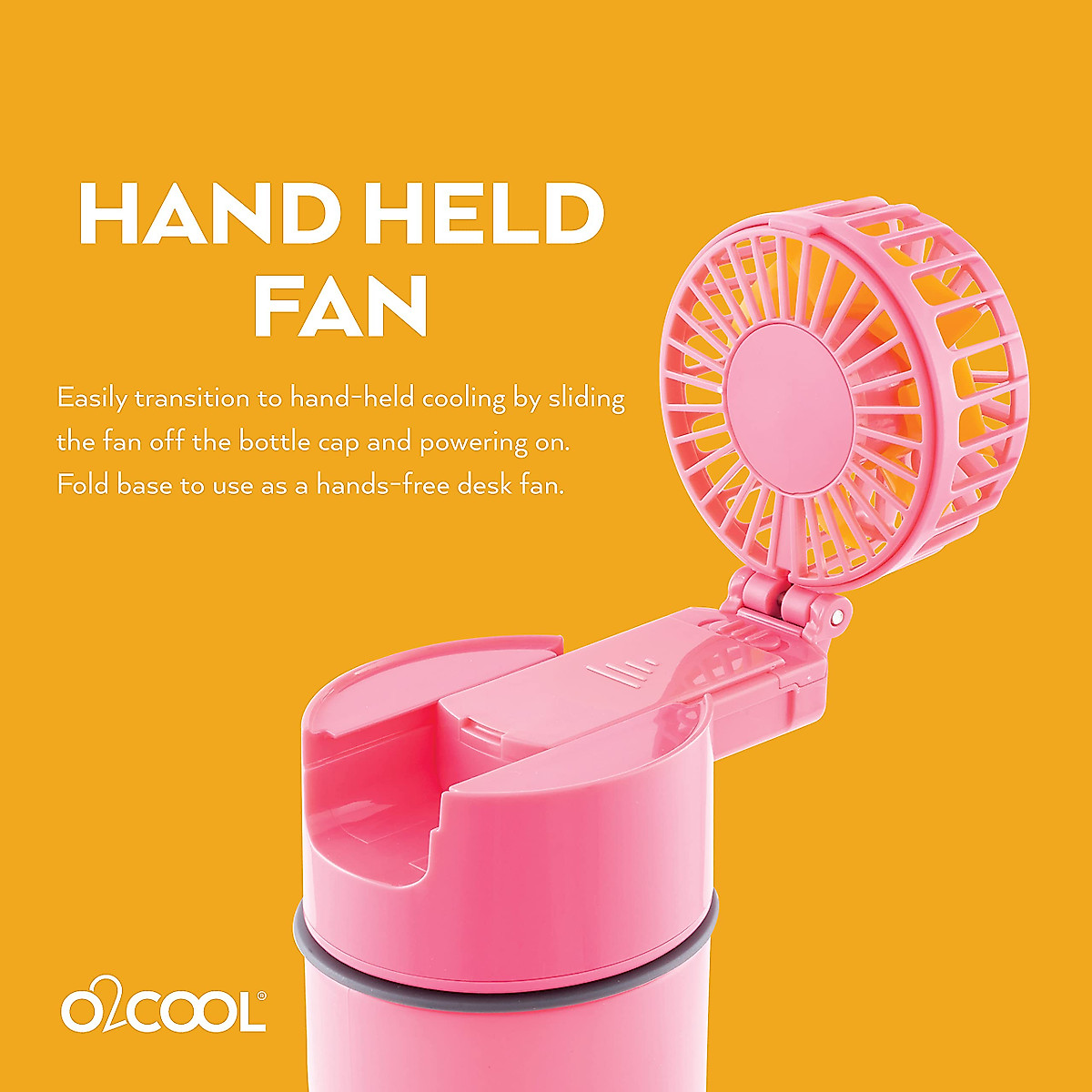 O2COOL Pink Sip Breezy Fan, 1 EA