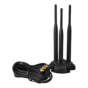 Eightwood 2.4GHz 5GHz Dual Band WiFi Antenna, 3 RP-SMA Connector WiFi 6 Antenna Magnetic Base for PC Desktop Computer, PCIe WiFi Card, WiFi Wireless Router, Mobile Hotspot, External WiFi USB Adapter