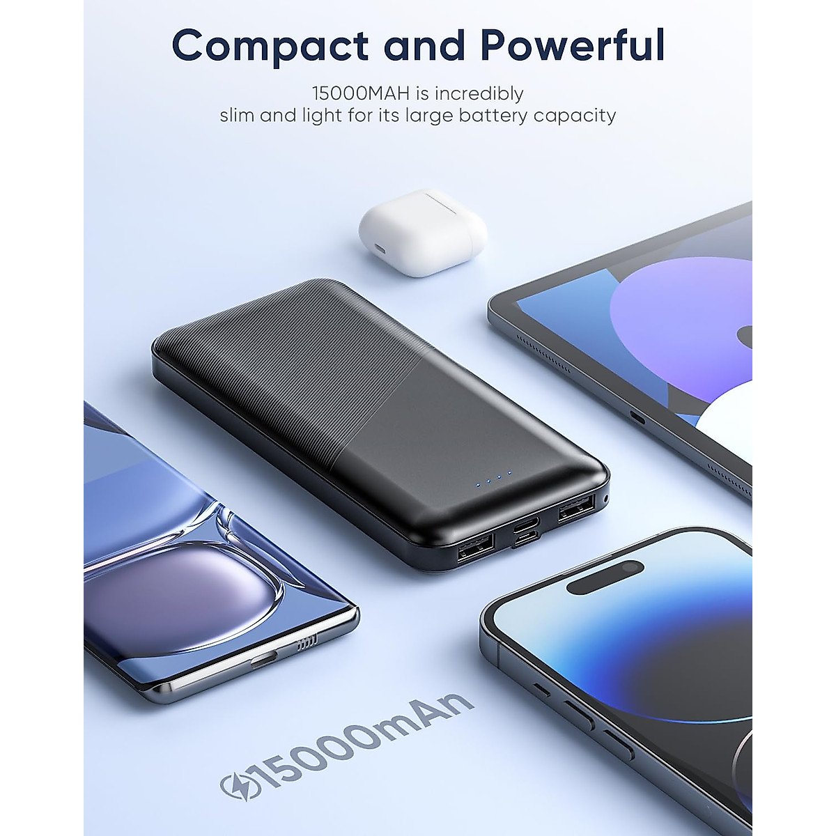 Feeke Portable-Charger-Power-Bank - 2 Pack 15000mAh Dual USB Power Bank Output 5V3.1A Fast Charging Portable Charger Compatible with Smartphones and All USB Devices