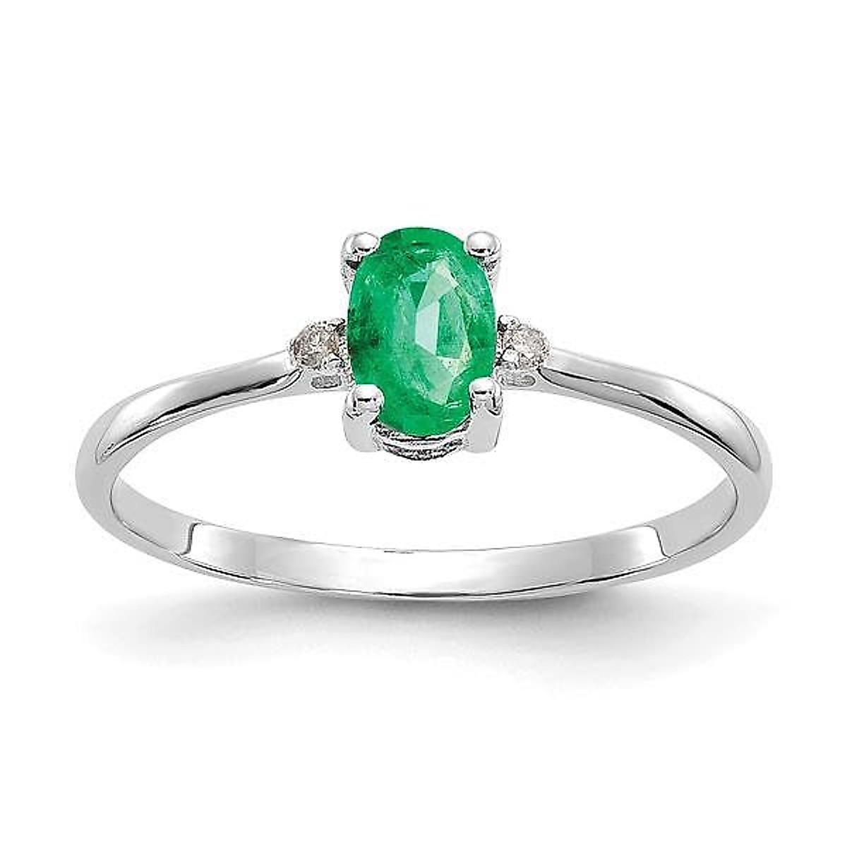 IceCarats 14K White Gold Diamond Green Emerald Ring Gemstone Band April May Birthstone Jewelry Size 6