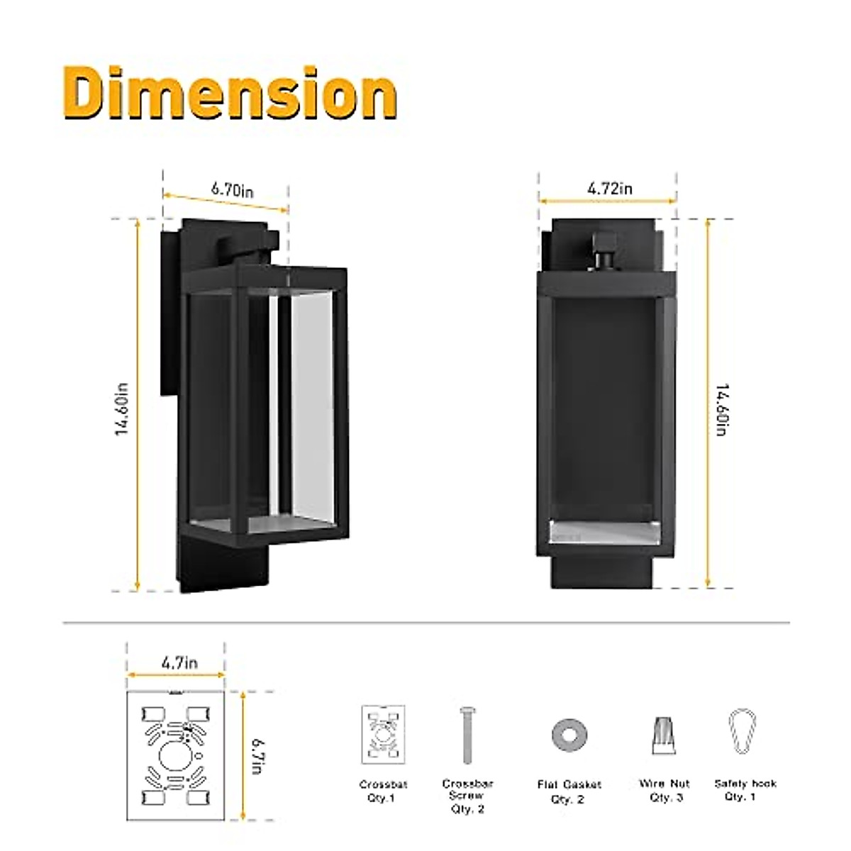 illumishin Dusk to Dawn Outdoor Wall Lantern, Modern Exterior Wall Sconce Sensor Light Fixture, Anti-Rust Waterproof Wall Mount Lights, Wall Lamp with Clear Glass Shade for Garden, Front Porch