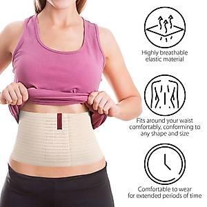 ORTONYX 6.25" Abdominal Binder for Men and Women/Postpartum Post-operative Post-surgery Wrap/Abdomen Navel Umbilical Hernia Support Belt / 524006 Beige S/M