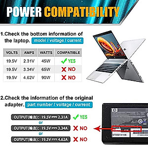 19.5V 2.31A 45W Laptop AC Power Adapter Charger for HP Stream 11 13 14 HP Split 13 x2 13-g110dx 13-m010dx HP Chromebook 14-x Series 14-x013dx HP 15-r132wm 15-r030nr 15-050nr