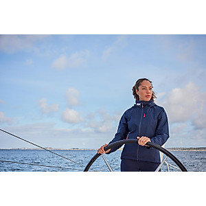Helly Hansen Women's Crew Hooded Waterproof Windproof Breathable Rain Jacket, 598 Navy, Medium