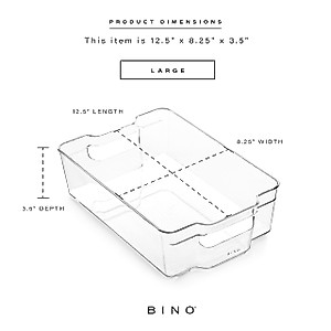 BINO | Stackable Storage Bins, Large - 4 Pack | The Stacker Collection | Clear Plastic Storage Bins | Organization and Storage Containers for Pantry & Fridge | Multi-Use Organizer Bins | BPA-Free