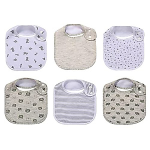 6 Pack Baby Cotton Bibs Absorbent for Drooling Teething