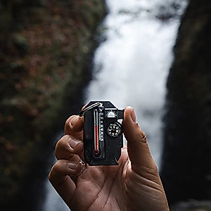Sun Company Outsider - 4-in-1 Survival Multi-Tool | Compass, Thermometer, Whistle, and Fire Starter in a Compact Zipper Pull | EDC Outdoor Firestarter for Camping, Bushcraft, or Survival Situations