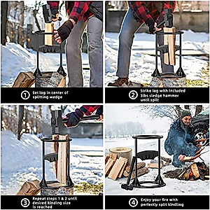 CRACCKER Log Splitter Kindling Wood Splitter, Kindling Firewood Splitter, Manual Log Splitter Wedge Kindling Splitter Cracker for Wood, Heavy Duty Firewood Cutter