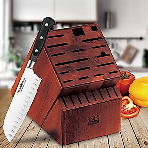 Cooks Standard 25 Slot X-Large Acacia Knife Block Holder without Knives, Countertop Butcher Block Kitchen Knife Stand, Hold Multiple Large Blade Knives, Wider Slots for Easier Storage