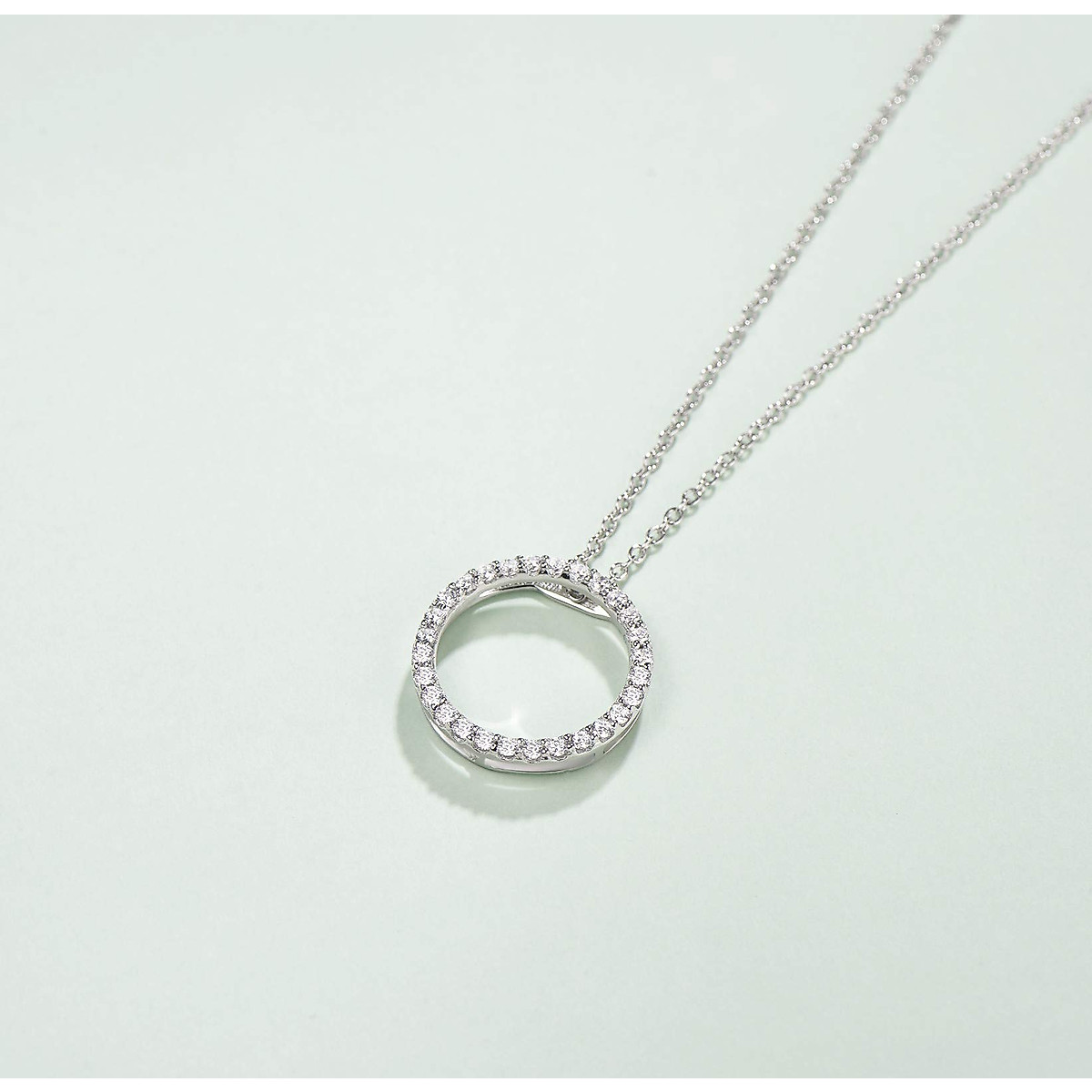 AGVANA Sterling Silver Circle Necklace for Women 5A Cubic Zirconia CZ Halo Open Eternity Circle Dainty Pendant Anniversary Jewelry for Her Birthday Gifts for Women Mom Wife Yourself