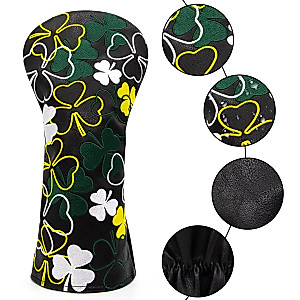 Lucky Shamrock Golf Driver Head Covers,1 Wood Driver Head Cover,Golf Wood Headcover - Black Synthetic Leather Dirver Headcover Golf Club Protective designed for All Brand