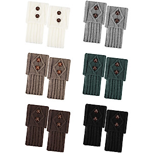 SATINIOR 6 Pairs Women Boot Cuffs Socks Cable Winter Knitted Boot Cuffs Socks Short Knitted Leg Warmers Button Boot Toppers (Vivid Colors)