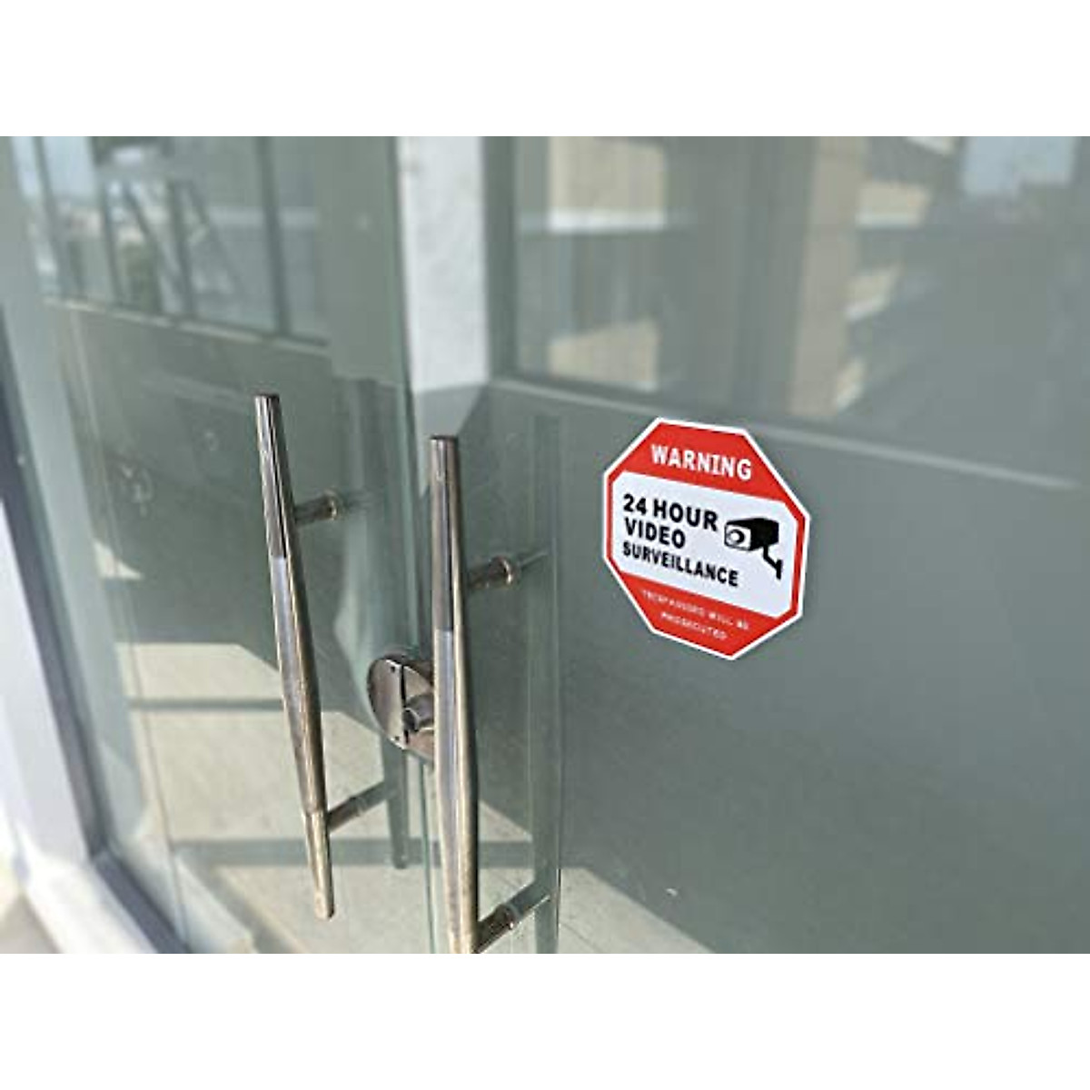 Video Surveillance Sign 10 Pack, CCTV 24 Hour Warning Sticker Door Window Yard Sign, Indoor & Outdoor Use (2-6x6", 8-3x3" Decal)