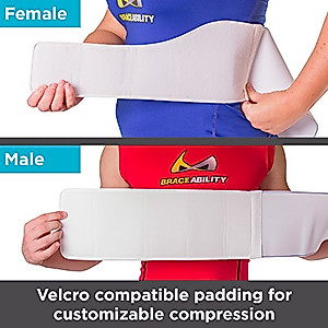 BraceAbility Rib Injury Binder Belt | Women's Rib Cage Protector Wrap for Sore or Bruised Ribs Support, Sternum Injuries, Pulled Muscle Pain and Strain Treatment (Female - Fits 34”-60” Chest)