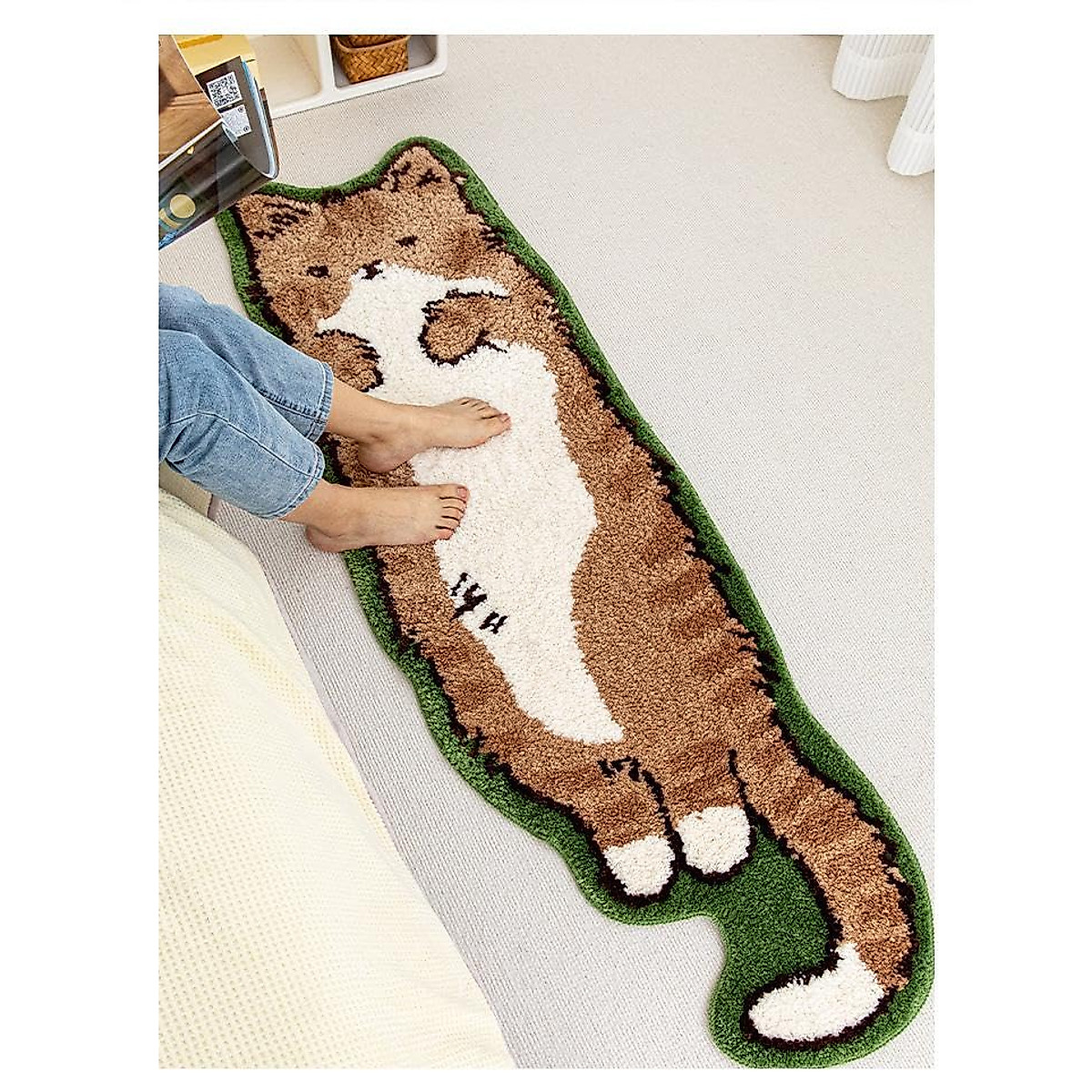 Cat Tufted Rug, Cat Shaped Rug, Irregular Shaped Rug, Fun Animal Shaped Cartoon Room Floor Mat, Soft Bedside Rug for Bedroom, Cat Doormat, Living Room Decoration (B, 40 * 80cm/15.75 * 31.49in)