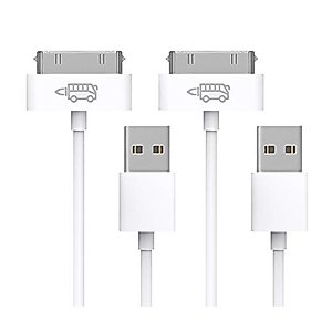 2-Pack RocketBus USB Sync Charging Charger Data Transfer Cable Cord for Use to Work with Charge Old Models Apple iPhone 3 3G 3GS 4 4S iPod 4G 4th Gen Older iPad 1st 2nd 3rd Generations