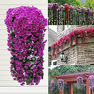 oceanmapsa Artificial Chlorophytum Bouquet Anti-Irradiation Artificial Garden Plant Fence, Hanging for Wedding Party Garden Outdoor Greenery Office Wall Decoration (Rose Red)