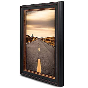 Golden State Art, 11X14 Photo Frame, White Mat For 2-5X7 Photos, Real Glass, Landscape/Portrait Wall Display, Home D Cor, Gift For Families, Students, Friends, Black With Burgundy/Gold Trim