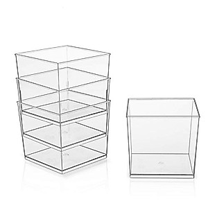 Healthcom 60 Packs 5 Oz Square Clear Plastic Ice Cream Dessert Bowls Tumbler Cups Tasting Sample Cups Appetizer Cups Disposable Plastic Dessert Cups Holder Salad Serving Bowls for Event Party Wedding