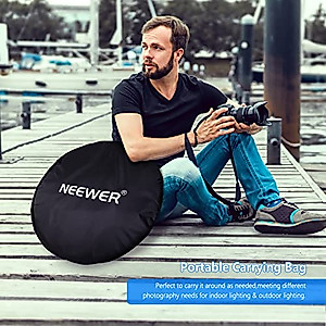 NEEWER 47"x71"/120x180cm Light Reflectors for Photography, Portable 5 in 1 Collapsible Multi Disc with Bag - Translucent, Silver, Gold, Black, White Diffuser for Studio and Outdoor Lighting