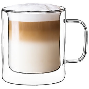 Red Rocks Double Wall Glass Coffee Mugs – Set of Two Hot-Drink Friendly Tea Cup Set – 12 Oz Capacity Clear Borosilicate Glass – Insulated Coffee Mugs With Handle