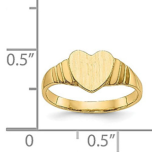 IceCarats 14K Yellow Gold Heart Love Custom Engraved Signet Ring Handmade Personalized Monogram Initial Letter Band Size 3.5