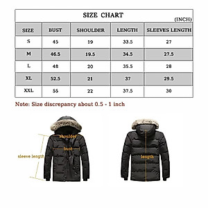 HOLISEE Men's Long Winter Coats Water Repellent Warm Fur Hooded Thicken Parkas Jacket (black, L)