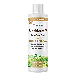 NaturVet Septiderm-V Skin Care Bath Wash for Dogs & Cats – Pet Health Supplement for Dermatitis, Dog Skin Allergies, Itching, Hot Spots – Pet Shampoo, Grooming Aid – 8 Oz.
