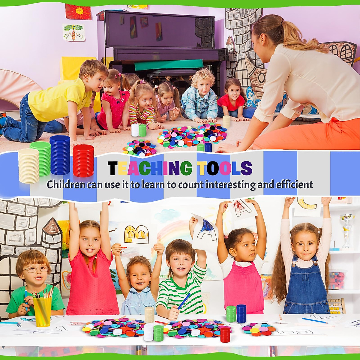 800 Pcs Plastic Poker Chips 1.45 Inch Game Chips Bulk Poker Card Game Chips 16 Colors Bingo Chips Blank Counting Chips for Adults Poker Game Counters Learning Math Counting Game Play