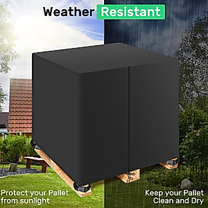 Nathdy zipper 600D Heavy Duty Black Pallet Cover | Pallet Covers Fits Large Pallets Up to 48" x 60" x 48" | Waterproof,Weather Resistant, Anti-UV, with Adjustable Velcro Strap