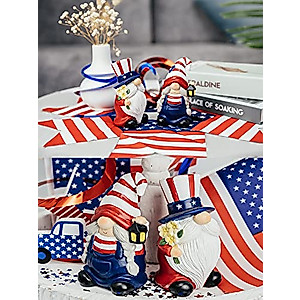 DN DECONATION 4th of July Gnomes Decor Patriotic Gnome Decorations 2 Pcs Red White and Blue Figurines American Stars Stuff Stripes Gnome Gifts for Fourth of July Independence Day