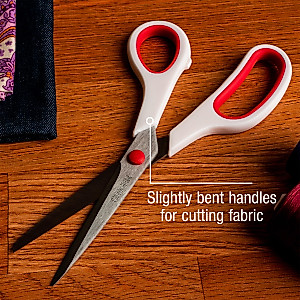SINGER Fabric Scissors with Comfort Grip, 1-pack, Red & White