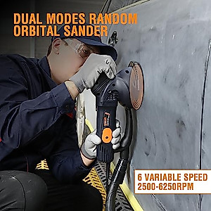 MAXXT Electric 5mm Random Orbital Sander 500W 4.5A Multi-function Variable Speed Electric Corded Orbital Sanders Machine with 10 Sanding Paper for Woodworking (R7304-120)